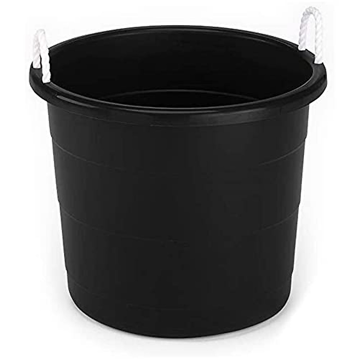 Homz 18 Gallon Plastic Multipurpose Utility Storage Bucket Tub with Strong Rope Handles for Indoor and Outdoor Use, Black, (2 Pack)