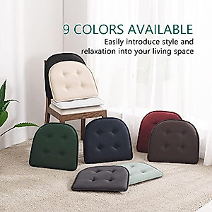 HARBOREST Chair Cushions for Dining Chairs 6 Pack - Memory Foam Seat Cushions for Kitchen Chairs, U-Shaped Non-Slip Chair Pads for Dining Chairs Set of 6, 17" x 16" x 1.5", Burgundy