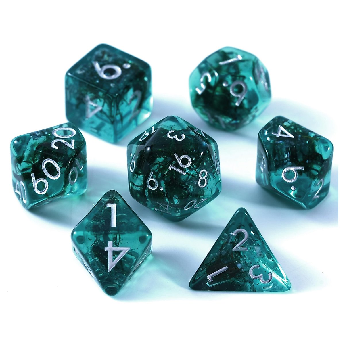 Ocean Moss Dice Set for DND - Unique Aquamarine Ocean Moss for Role Playing Games (RPG) - Detailed Stunning Textured Resin Polyhedral Dungeons and Dragons Dice Set for D&D, Pathfinder, and More