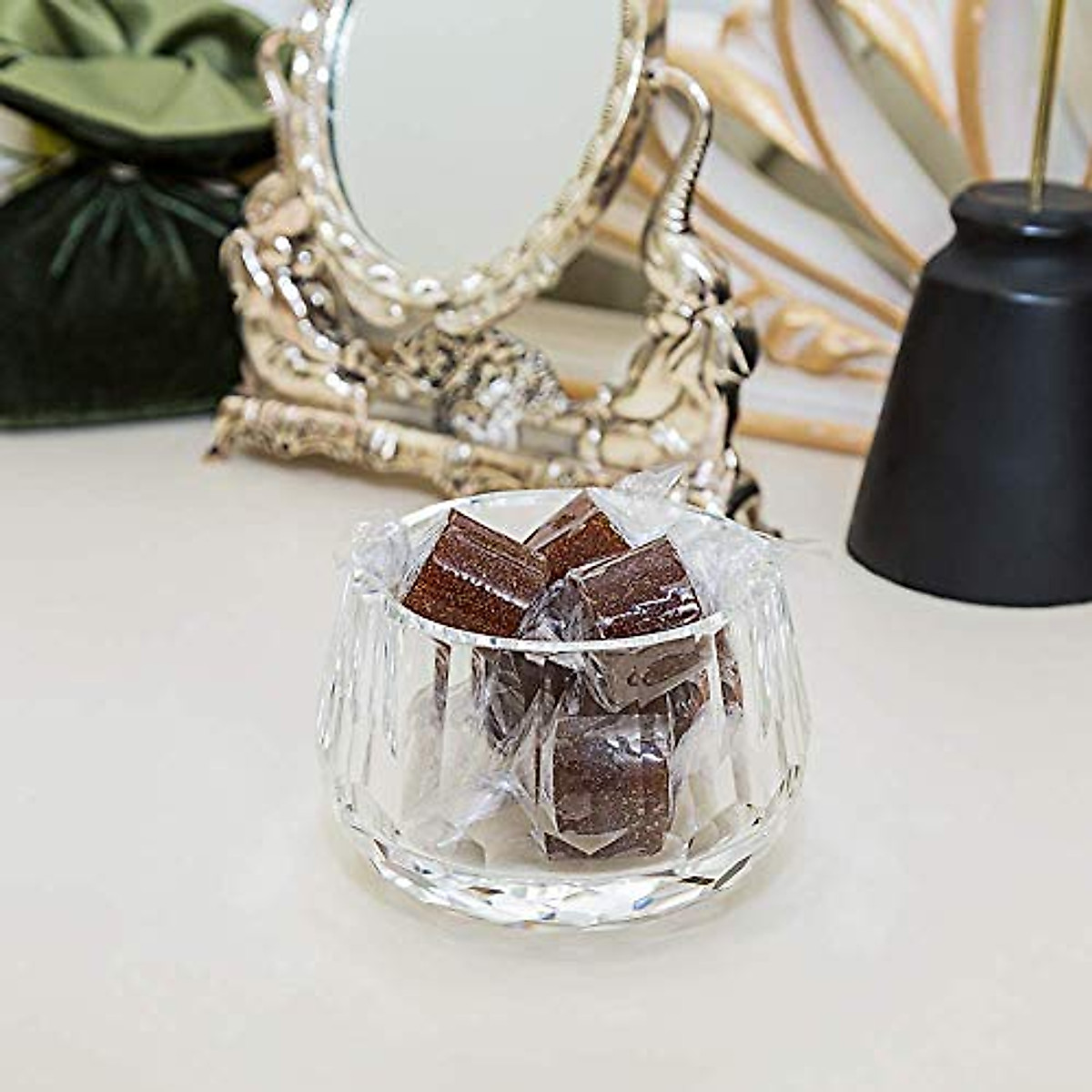 DONOUCLS Crystal Candy Dish Tiny Hand-Cut Small Decorative Bowl H2.4 x W3.2 for Home Decor