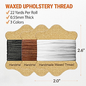 VONEEDL Upholstery Repair Kit: Waxed Sewing Thread (3 Colors) & Heavy Duty Needles (11 PCS) for Leather, Canvas & More