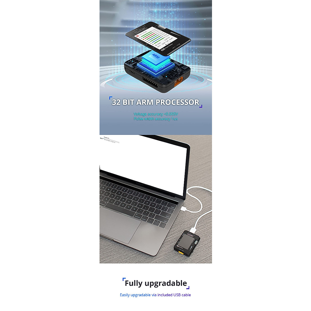 ToolkitRC MC8 Mini Size Cell Checker 32 Bit Battery Multi-Checker PWM Output PPM SBUS Readout with USB-C Fast Charging