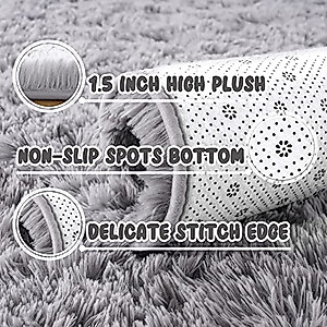 Rostyle Super Soft Fluffy Area Rugs for Bedroom Living Room, 4 ft x 6 ft Shaggy Floor Carpets Shag Christmas Rug for Girls Boys Furry Home Decorative Rugs, Grey