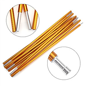 Tent Poles Replacement, 2Pcs/Lot Lightweight Tent Pole Repair Kit 12 Sections Aluminum Alloy 8.5mm 4.42m Tent Poles for Outdoor Camping Hiking Travel, Golden Yellow (174inch)