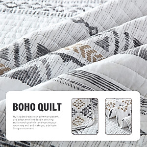 Y-PLWOMEN Queen Size Quilt 100% Cotton Boho Queen Quilts, White Queen Quilt Sets, Lightweight Bohemian Queen Size Bedspreads for All Season, 3 Piece