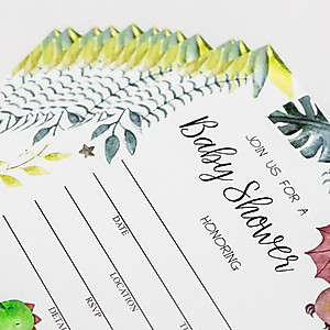 Baby Shower Invitations for Boy, 50 Invitations and Envelopes, Safari Jungle Fill-in Invites for Baby Showers, Dinosaur Baby Shower Decorations for Boys, Gender Reveal Parties (Large Size 5x7)