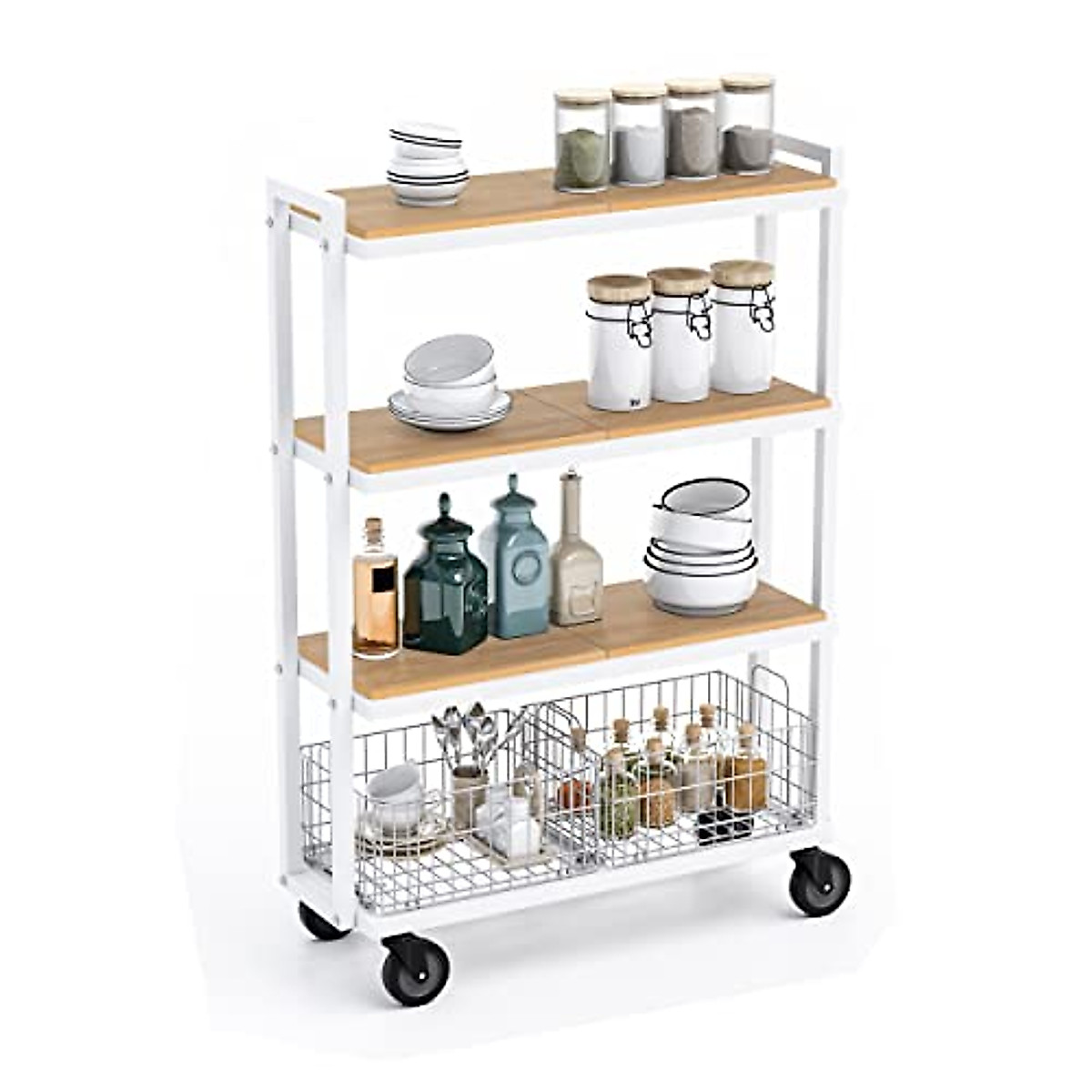 Atlantic Cart System Removable Shelf - Tiered Cart System Shelf PN23308048 in Butcher Block Wood