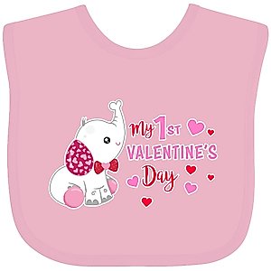 inktastic My 1st Valentine's Day with Elephant Baby Bib Pink 2e567