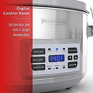 BLACK+DECKER SCD7007SSD Digital Slow Cooker with Temperature Probe + Precision Sous-Vide, 7-Quart Capacity, Stainless Steel