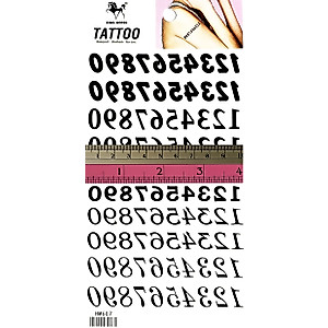 Black Letter Number 0-9 Temporary Tattoos Waterproof Transfer Tattoo Sticker Quote Realistic For Men Women Design Decorations Sexy Body Fake