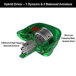 KZ Headphone HiFi Earbuds KZ ZSR Earphone with 2 Balanced Armature and 1 Dynamic Driver, Wired in Ear Earphone IEM with 0.75mm 2 Pin Removable Cable (White with Mic)…