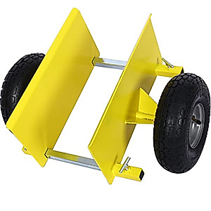 Heavy Duty Adjustable Panel Dolly with Pneumatic 10" Wheels, 600LBS Load Bearing (Yellow)