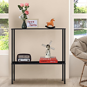 Entryway Table, 31'' Narrow Console Table, Tall Sofa Table, 2 Tier Skinny Console Table, Couch Tables for Living Room, Entryway, Hallway, Foyer(Black)