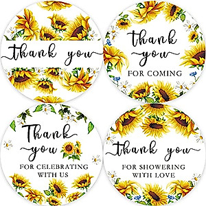 80 Sunflower Baby Shower Thank You Stickers, Sunflower Bridal Shower Wedding Favor Labels, Sunflower Birthday Party Favor Wrap Stickers (2 Inch)