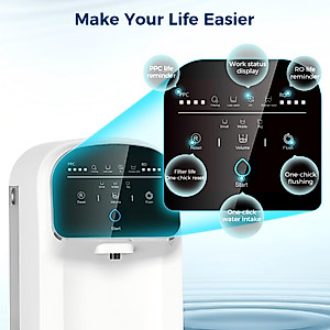 UV Countertop Reverse Osmosis System Water Filter, 5 Stage RO Water Filtration System, NSF/ANSI 58 Certified, 5:1 Pure to Drain, Countertop Water Filtration for Home(No Installation Required)