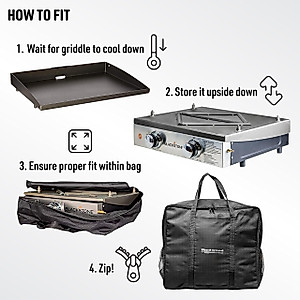 Portable 22" Griddle Carry Bag for Blackstone 22 Inch Griddle and Similar Table Top Grills, Includes Deluxe Storage Pockets for BBQ Toolkit Accessories, Utensils and Squeeze Bottles