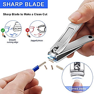 Nail Clippers Set for Fingernail Toenail - DR. MODE Large & Small 2 Pack Professional Stainless Steel Toe Nail Cutter, Sharp Travel Finger Nail Clippers Kit with Case Gifts for Him Men Women