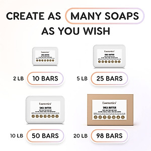Essencetics 5LB - Shea Butter Soap Base Melt and Pour - SLS Free, No Palm Oil, Vegan & Cruelty Free - Organic Moisturizing Shea Butter Soap Base for Soap Making - Made from Natural Glycerin -(5 Pound)
