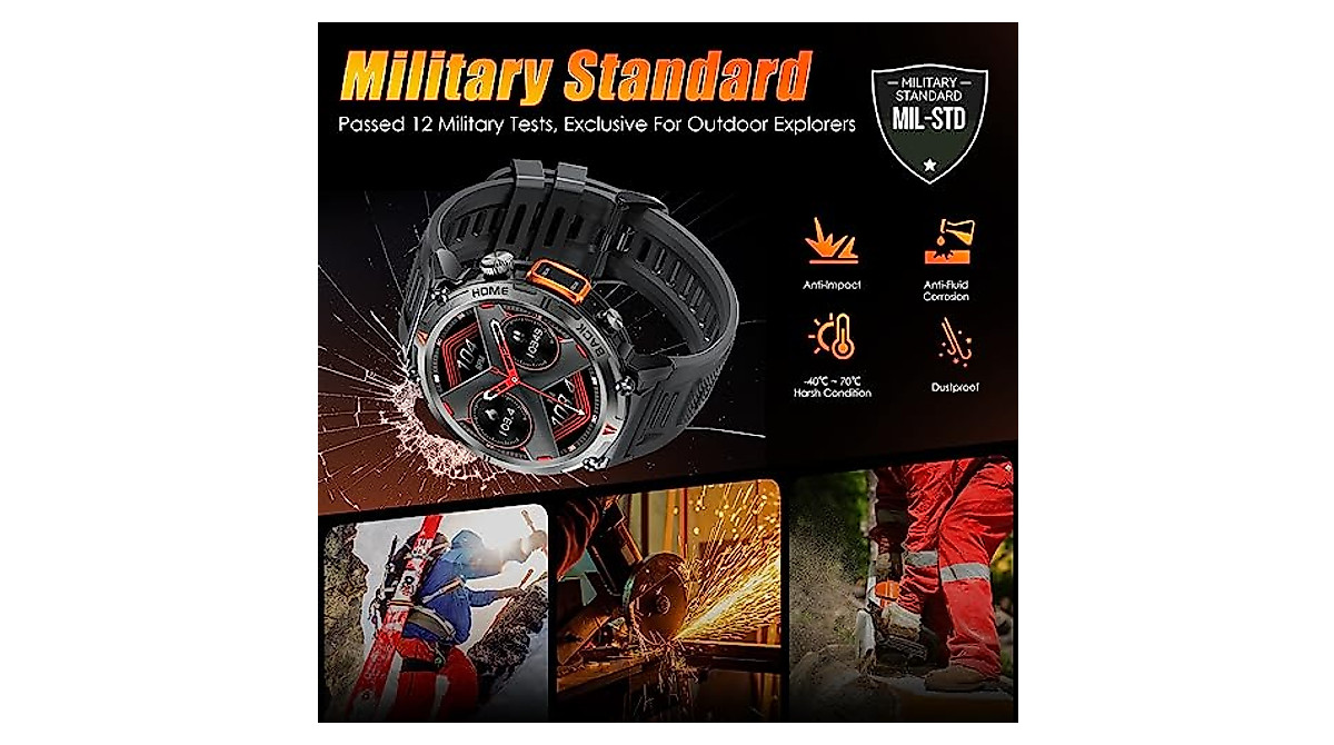 Tactical Military Smart Watch for Adventurers & Fitness