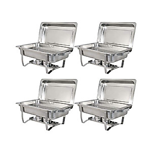 Thaweesuk Shop New 8QT 4 Pack Catering Stainless Steel Chafer Chafing Dish Sets Full Size Buffet 24"x14"x11.4" (LxWxH) of Set