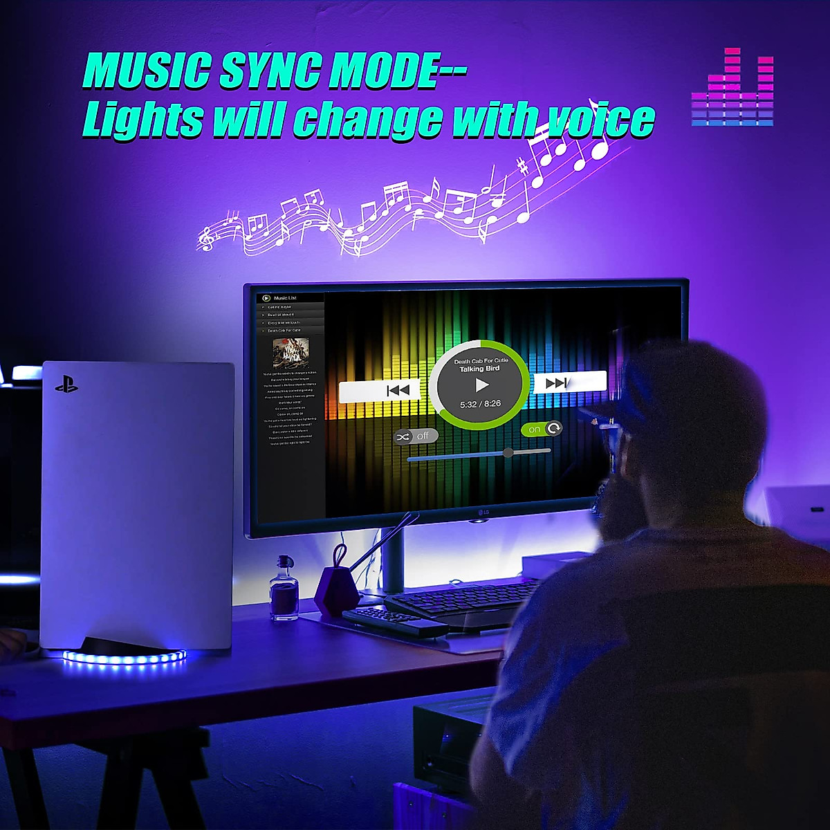 Nargos PS5 Base LED Light - PS5 Accessories RGB Vertical Stand Light with 7 Colors for Playstation 5 Digital & Disc Edition Console