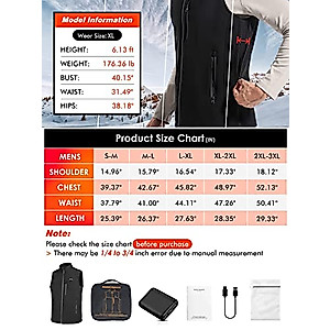 ECIFEE Men's Rechargeable Heated Windproof Lightweight Golf Vest Outerwear with Pockets, Softshell Vests with Battery for Running Hiking