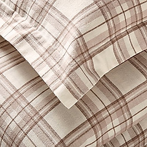 Amazon Brand – Stone & Beam Rustic Plaid Flannel Duvet Cover Set, Twin, Ivory and Cream
