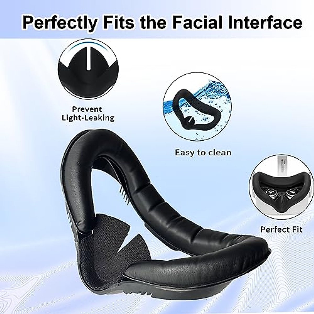 VR Face Pad for Oculus Quest 2, Fitness Facial Interface Bracket, Face Cushion Pad for Meta Quest 2 Accessories with 2 Replacement Pads,Lens Cover, Nose Pad and Air-Circulation Design