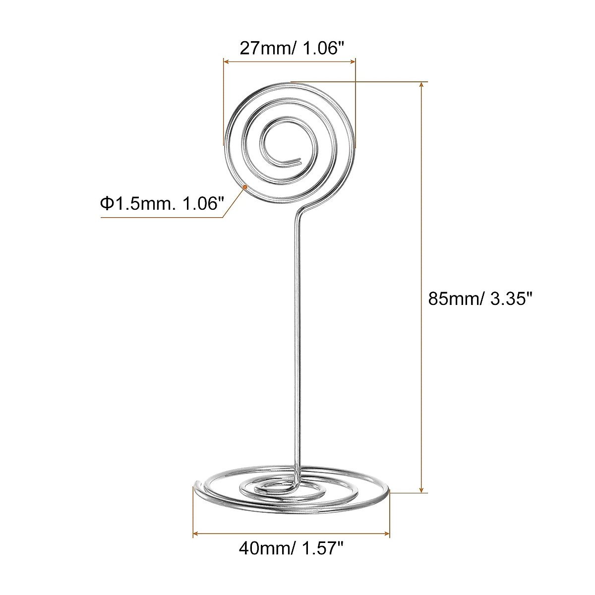 HARFINGTON 12pcs Table Number Holders 3.35 Inch 85mm Tall Circle Shape Steel Photo Holders for Centerpieces Table Place Card Holders for Wedding Reception Party Office Home, Silver Tone