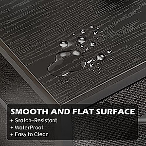 SUPERJARE L Shaped Desk with Power Outlets, Computer Desk with Drawers & Shelves, Corner Desk Gaming Desk Home Office Desk, Black