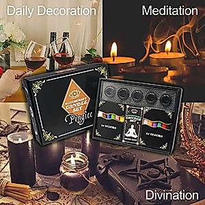 Spell Taper Candles Set for Witchcraft，48 Colored Mini Ritual Chime Candle Sticks and 5 Black Holders，Supplies Tools for Prayer Meditation Metaphysical，Ritual, Altar, Wicca Spells & Witch Rituals