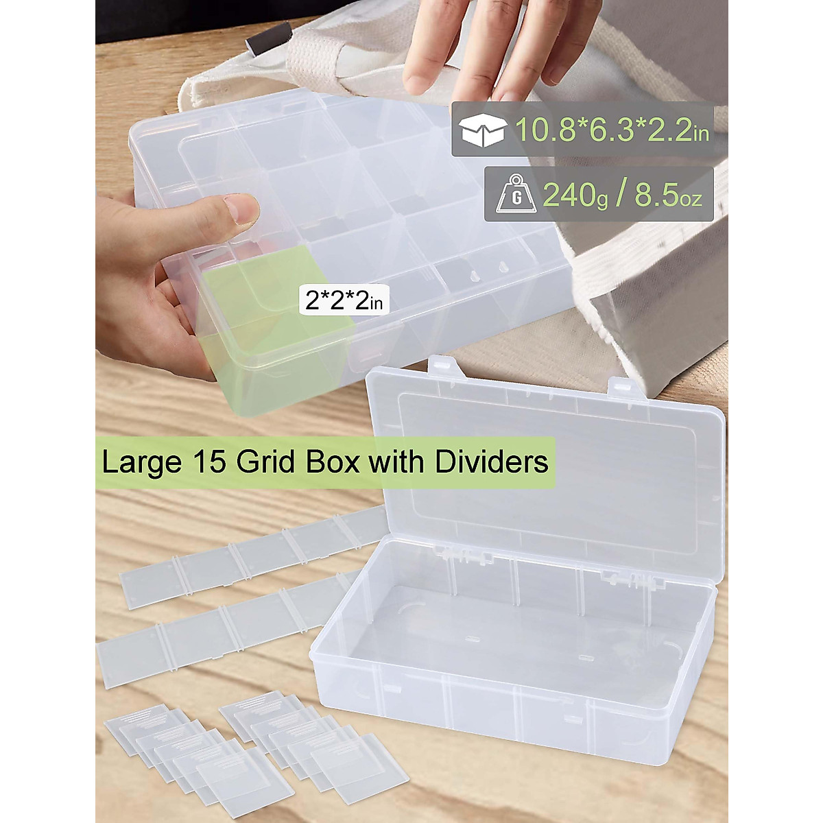 YVUDW Tackle Box Organizer Plastic Jewelry Box with Dividers Snackle Box Charcuterie Container Bead Organizer Containers Craft Storage Organizers 4 Pack