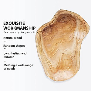 BTEOBFY Wooden Dough Bowls for Decor - Natural Wood Fruit Bowl 11-13 inch, Decorative Wooden Bowl for Fruits, keys, jewerly Display, Kitchen, Dining Room, Office, Bathroom, Bedroom, Living Room