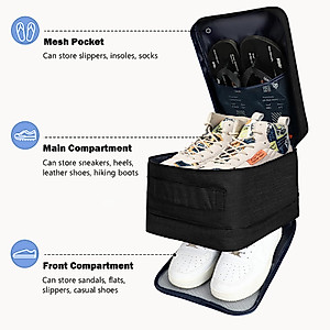 IMCUZUR Shoe Bag for Travel, Shoes Packing Organizer Bag for Women and Men, Holds Shoes up to Size 13 (Black)
