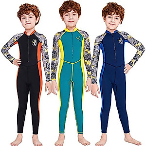 Youth Girls Boys One Piece Water Sports Sun Protection Rash Guard UPF 50+ Long Sleeves Full Suit Swimsuit Wetsuit Swimwear