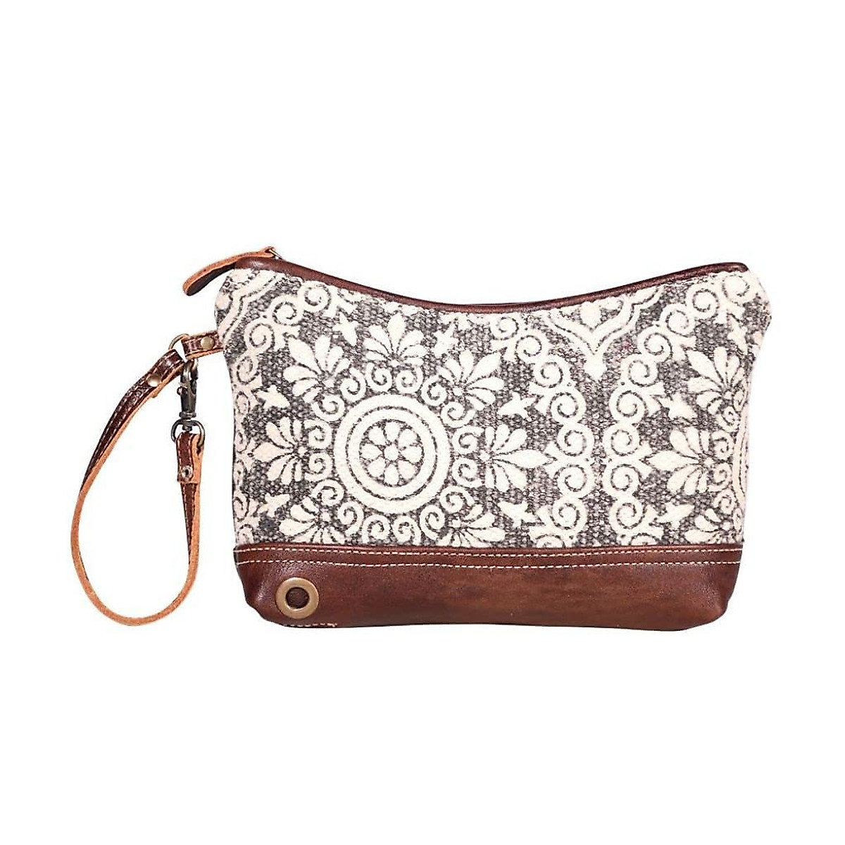 Myra Bags Summer Mist Canvas, leather & Rug Pouch Wristlet S-1942