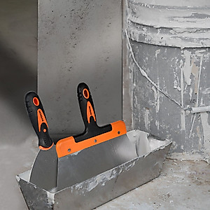 MATEWORK Putty knife,10 Piece Stainless Steel Paint Scraper Tool Set,14" Mud Pan for Repairing Drywall, Removing Wallpaper, Applying Putty, Plaster, Cement, Adhesive