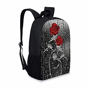 Ystardream Goth Rose Backpack for Kids Women Girls kids School Personalized Laptop iPad Tablet Travel School Bag