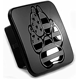 eVerHitch American Flag Dog Paw K9 Unit Hitch Cover Plug (Fits 2" Receivers, Black)