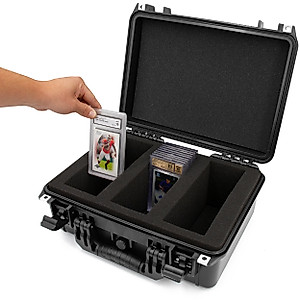 CASEMATIX Graded Card Case Pro Edition Compatible with 100 BGS PSA Graded Sports Trading Cards, IPX7 Waterproof Graded Slab Trading Card Box with Precision Cut Graded Card Storage Box Foam Dividers