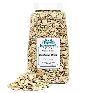 Harmony House Foods Freeze-Dried Mushroom Dices (1.5 oz, Quart Size Jar)