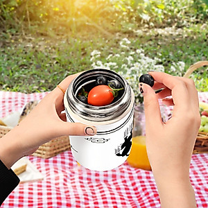 CUPADA Black Cat Scratch Mouse Food Jar, Wall Funny Insulated Hot Food Jars Vacuum 17OZ with Folding Spoon for Work Trip Picnic Camping