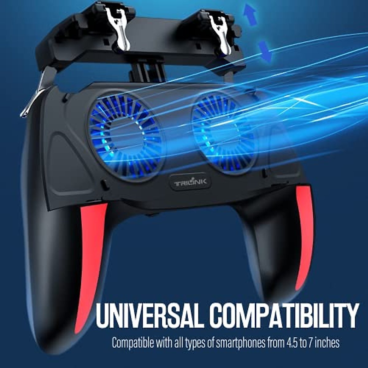 Mobile Game Controller with 4000mAh Power Bank & Cooling Fan, Phone Game Controller with L1R1 Triggers Joystick for PUBG/Call of Duty/Fortnite, Phone Gaming Grip Gamepad for 4.7-7" Android iOS Phone