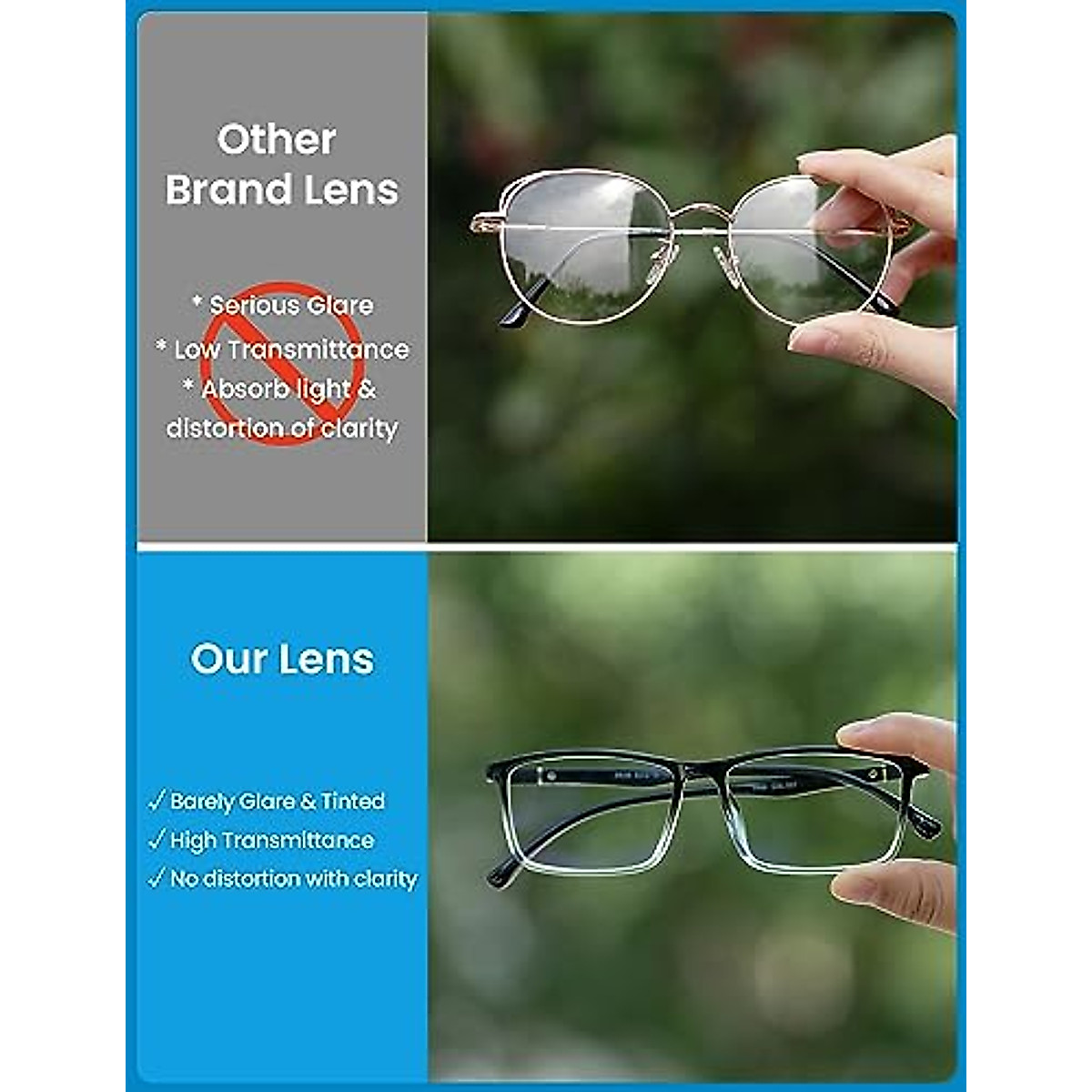 GUDVUE Blue Light Glasses for Men Rectangle Computer Glasses Gaming Eyeglasses, Black/Crystal PRO