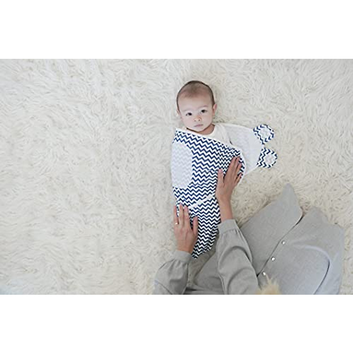 BaeBae Goods Swaddle Blanket, Adjustable Infant Baby Swaddling Wrap Set of 4, Baby Swaddling Wrap Blankets for Boys and Girls Made in Soft Cotton (0-3 Months)