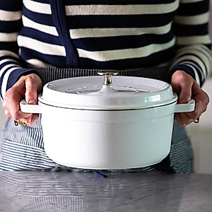 Staub Cast Iron 4-qt Round Cocotte - White, Made in France