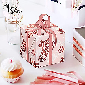 NICROHOME Metallic Rose Gift Wrapping Paper, 2PCS 20 X 28 Inch Pink Tissue Paper for Packaging, Floral Wrapping Paper with Modern Gold Polka Dot for Wedding, Birthday, DIY Craft