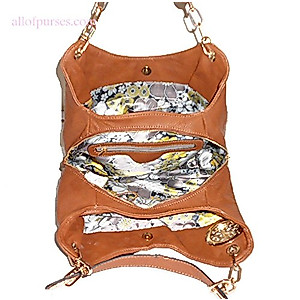 Metalic decor fuchsia pink golden ember chain satchel bag handbag purse