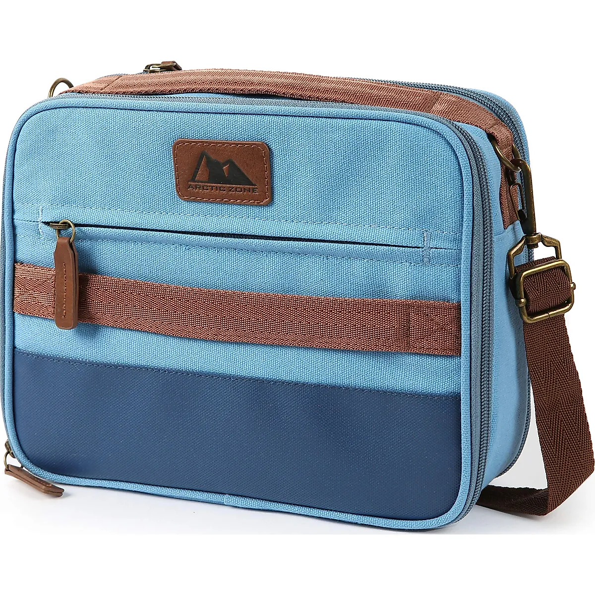 Arctic Zone Canvas Expandable Horizontal Lunch Box with Removable Shoulder Strap - Blue