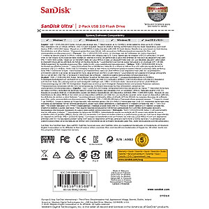 SanDisk 64GB 2-Pack Ultra USB 3.0 Flash Drive (2x64GB) - SDCZ48-064G-GAM462, Black